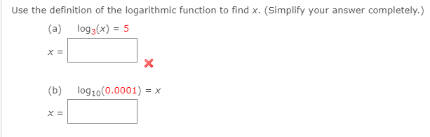 Solved Use the definition of the logarithmic function to | Chegg.com