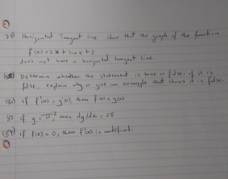 Solved 79 Horizontal Tangent line show that the graph of the | Chegg.com