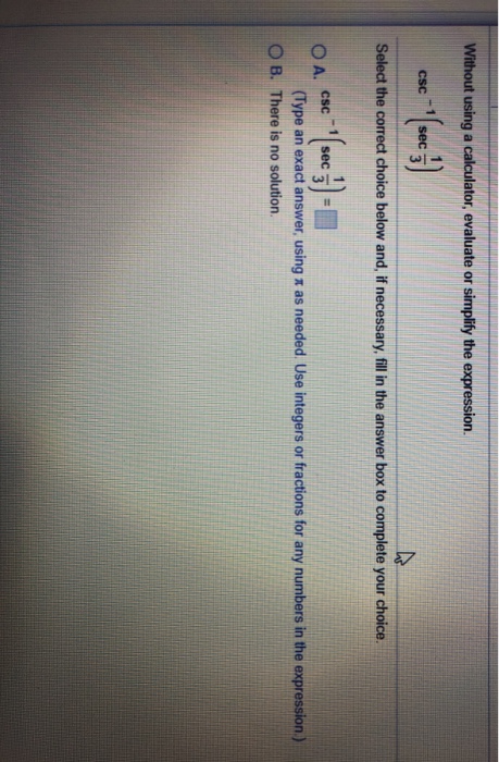 Solved Without using a calculator, evaluate or simplify the | Chegg.com