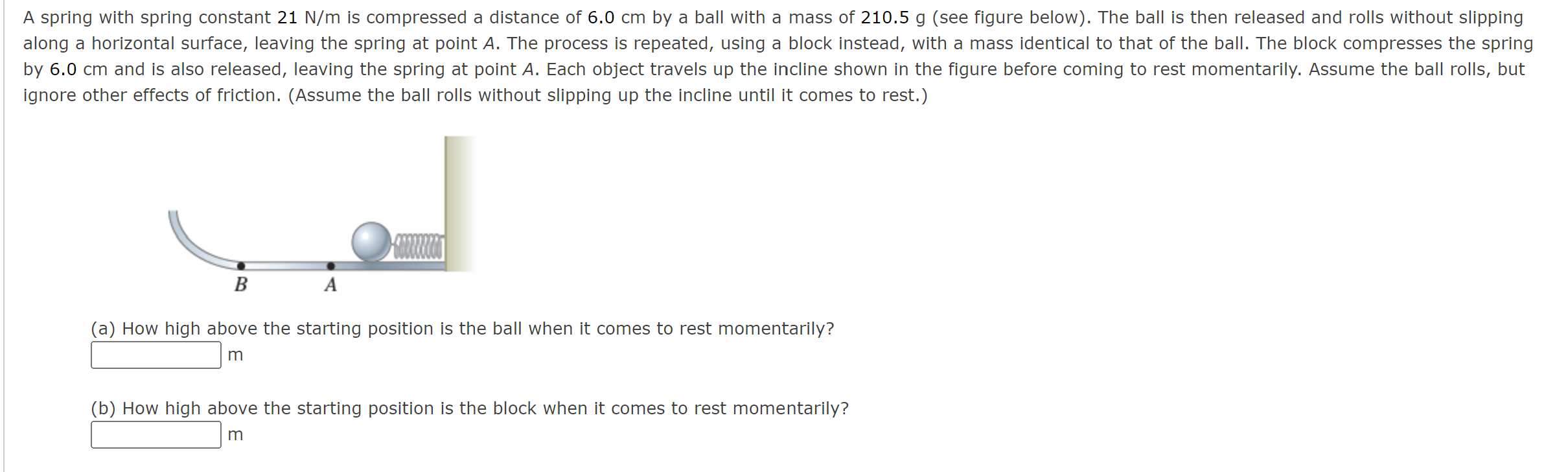 Solved A spring with spring constant 21 N/m is compressed a | Chegg.com