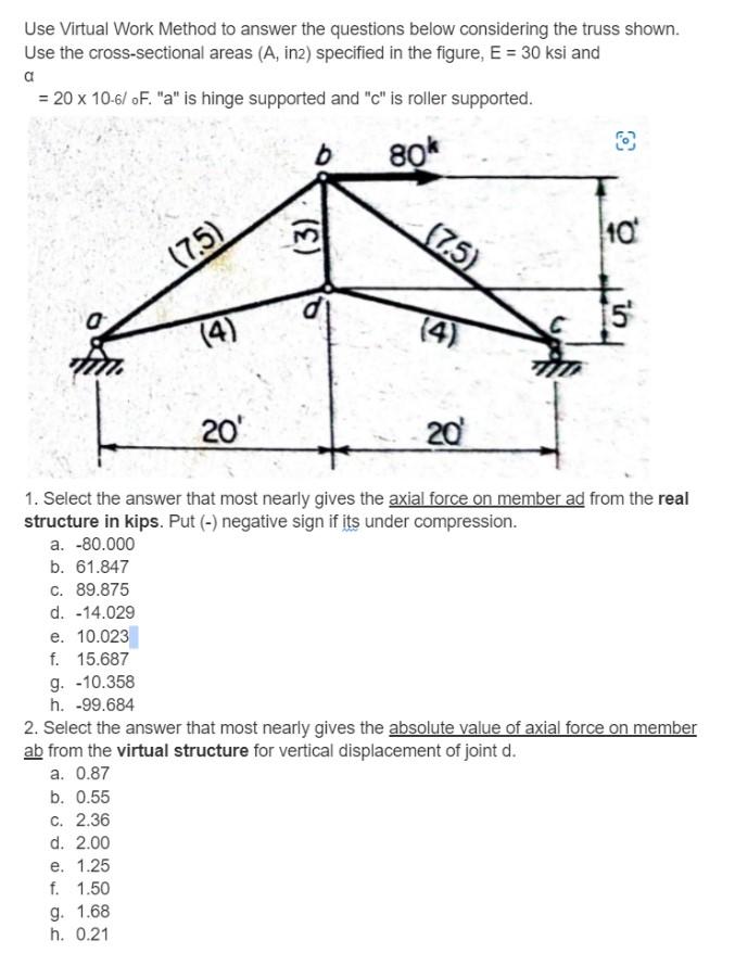 [Solved]: ASAP!!! Use Virtual Work Method to answer the que