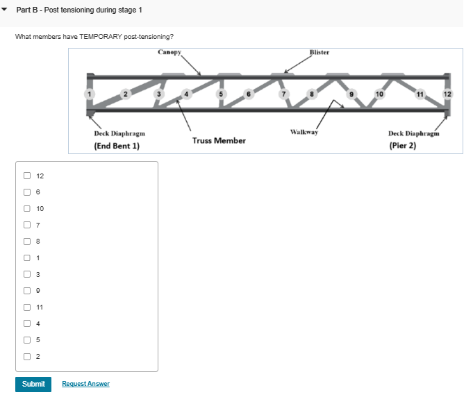 Solved Part B - Post tensioning during stage 1 What members | Chegg.com