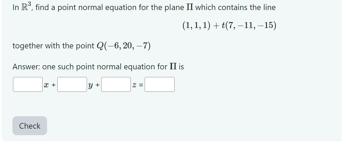 Solved In R3, find a point normal equation for the plane H | Chegg.com