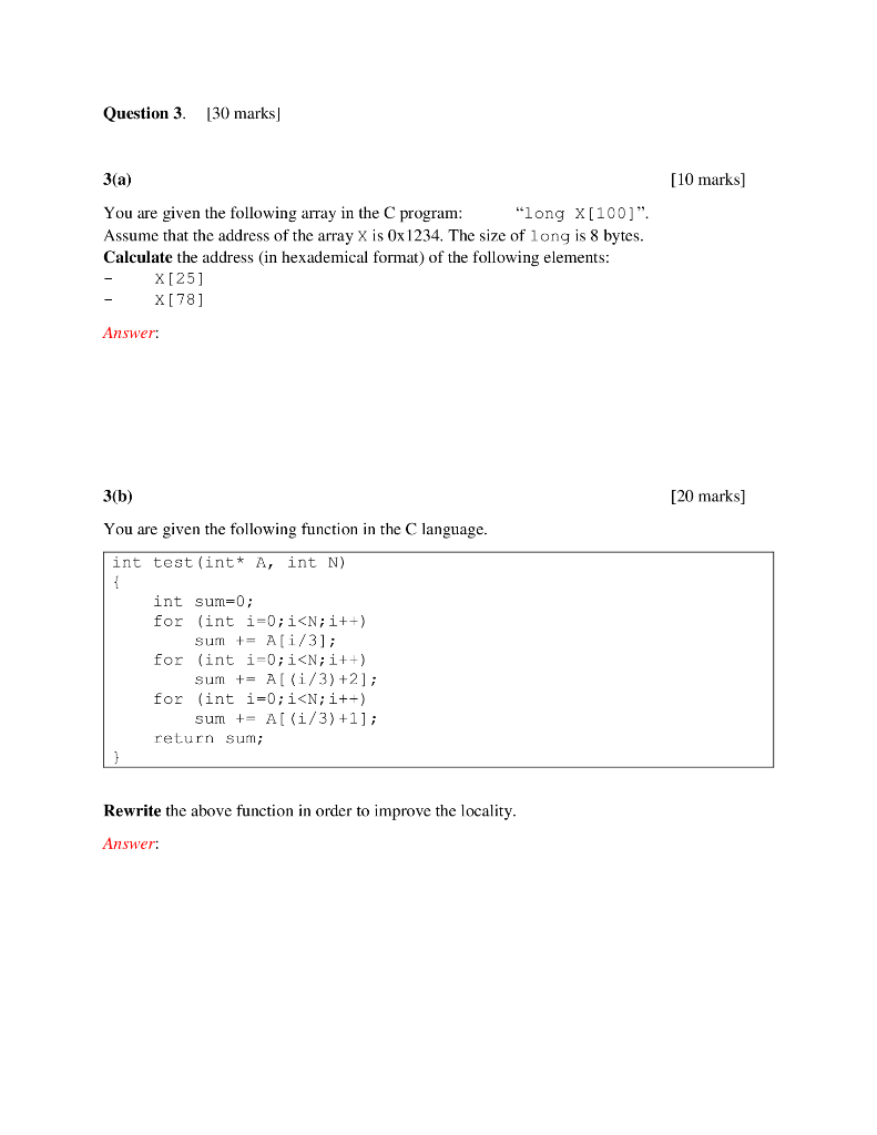 Solved Question 3. (30 marks] 3(a) [10 marks] You are given | Chegg.com