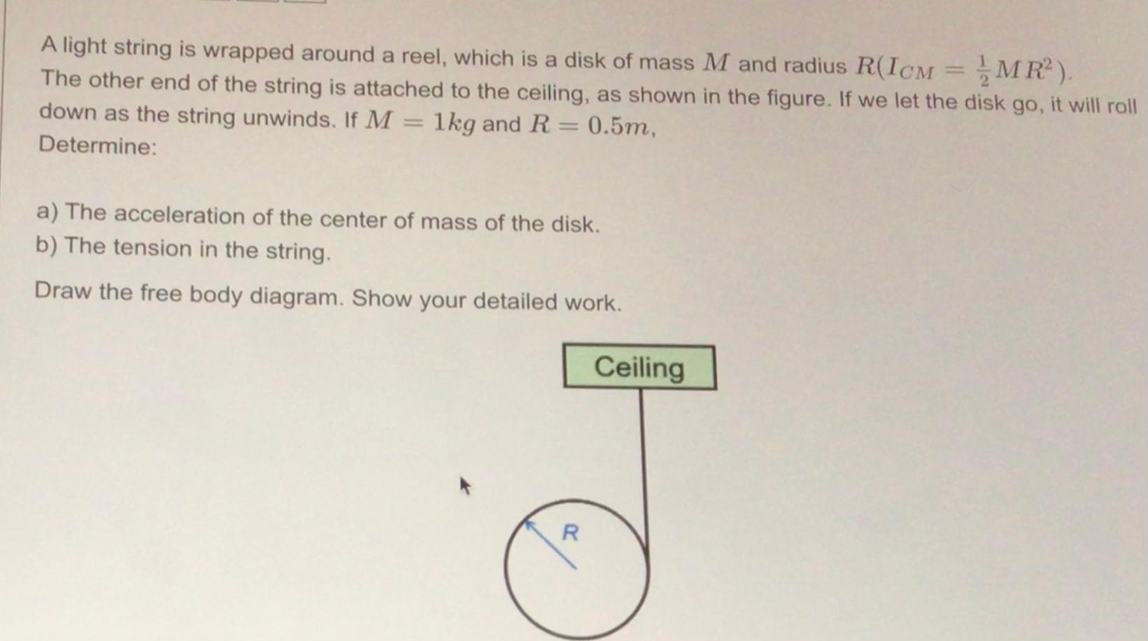 Solved A light string is wrapped around a reel, which is a | Chegg.com