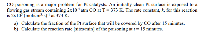 Solved CO poisoning is a major problem for Pt catalysts. An | Chegg.com