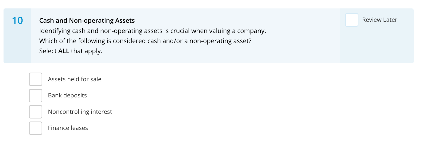 Solved Cash and Non-operating Assets Identifying cash and | Chegg.com
