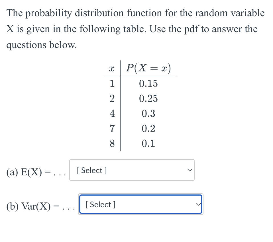 Solved The probability distribution function for the random | Chegg.com