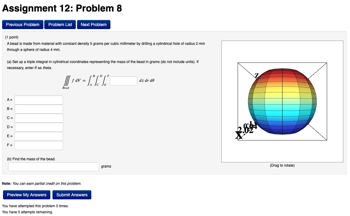Solved Assignment 12: Problem 8 Previous Problem Problem | Chegg.com