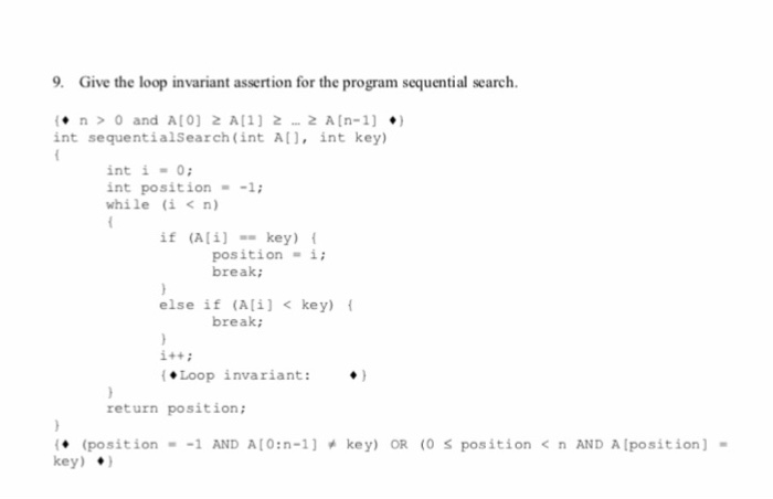 Solved 9. Give the loop invariant assertion for the program | Chegg.com