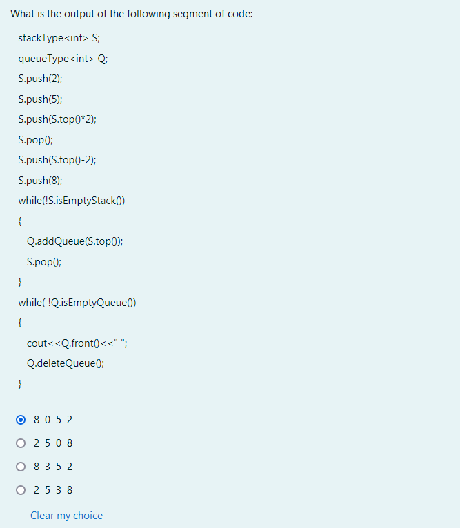 Solved What is the output of the following segment of code: | Chegg.com