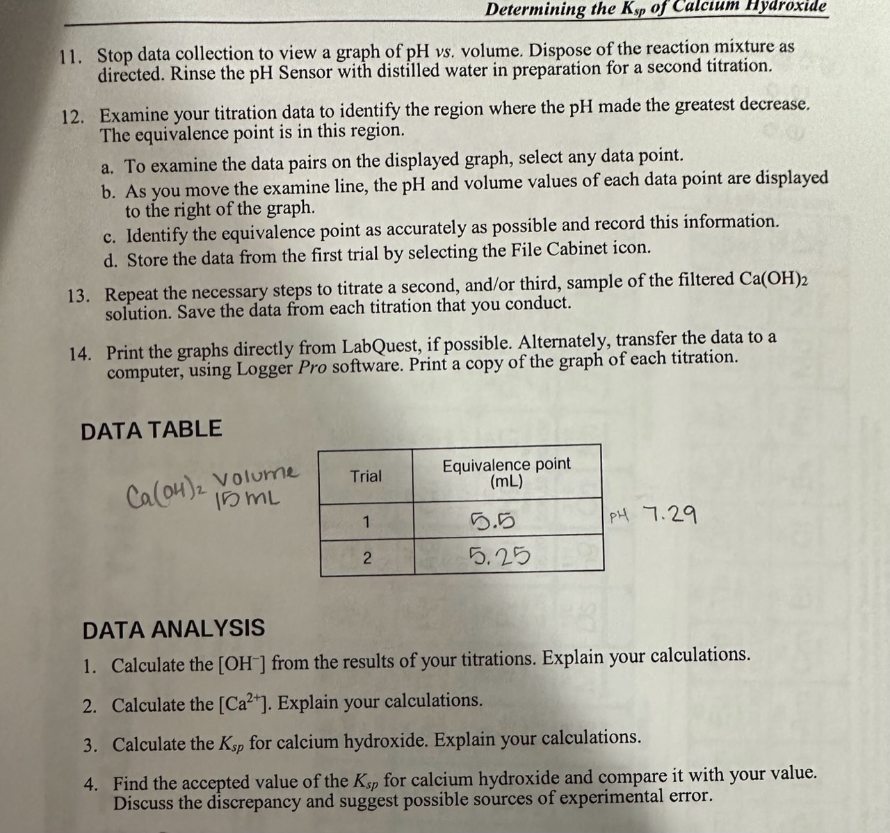 11. Stop data collection to view a graph of pHvs. | Chegg.com