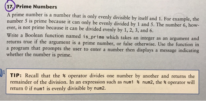 Solved 17. Prime Numbers A prime number is a number that is | Chegg.com