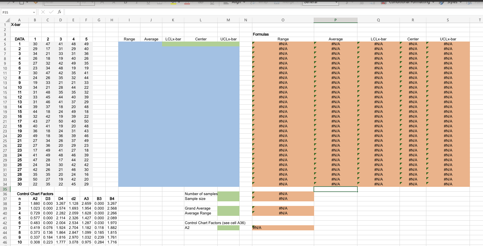Solved Excel Online Structured Activity: x-Bar A tire | Chegg.com
