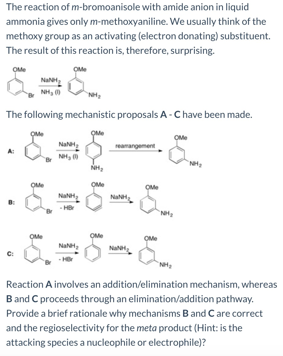 Solved The reaction of m-bromoanisole with amide anion in | Chegg.com