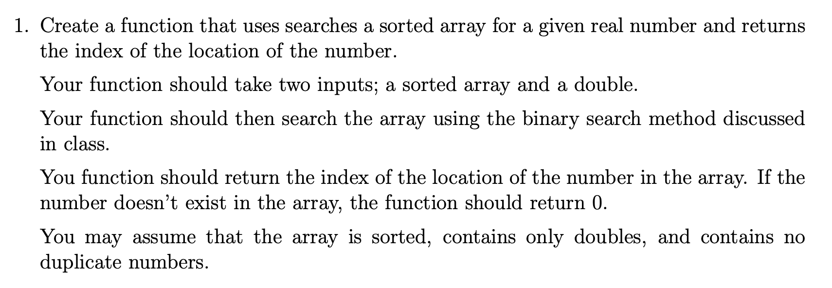 Solved 1 Create A Function That Uses Searches A Sorted 