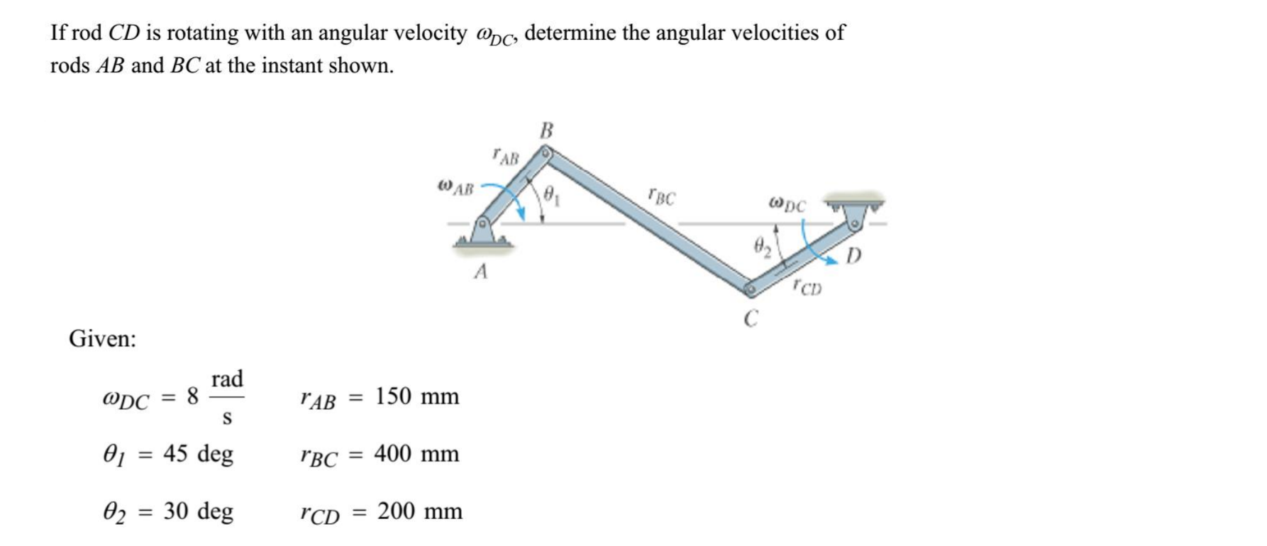 Solved If rod CD is rotating with an angular velocity ωDC, | Chegg.com