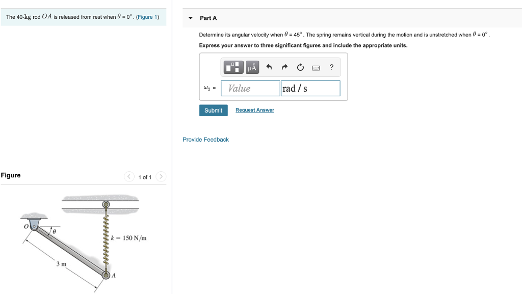 Solved The 40-kg rod OA is released from rest when #2 o". | Chegg.com