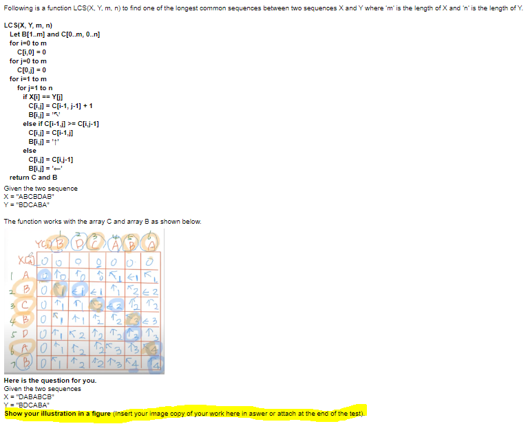 Solved Following is a function LCS(X,Y,m,n) to find one of | Chegg.com