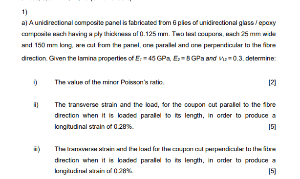 Solved 1) a) A unidirectional composite panel is fabricated | Chegg.com