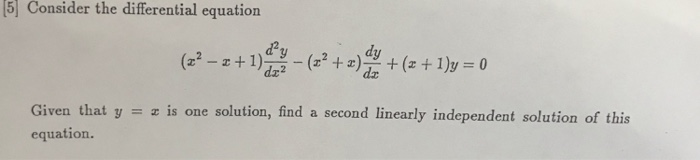 Solved 5 Consider the differential equation Given that y z | Chegg.com
