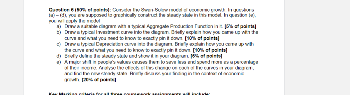 Solved Question 6 (50\% of points): Consider the Swan-Solow | Chegg.com Solved Question 6 (50\% of points): Consider the Swan-Solow | Chegg.com