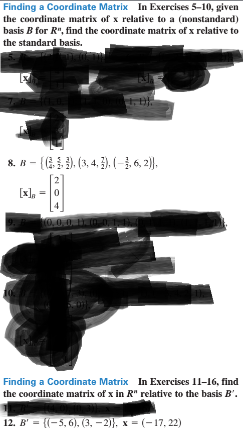 Solved Finding a Coordinate Matrix In Exercises 5-10, given | Chegg.com