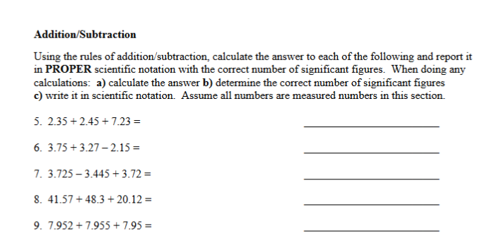Solved Addition/SubtractionUsing the rules of | Chegg.com