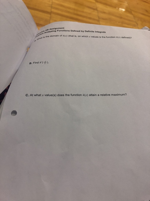 Solved Caleulus AB Assignment Analyzing Functions Defined by | Chegg.com