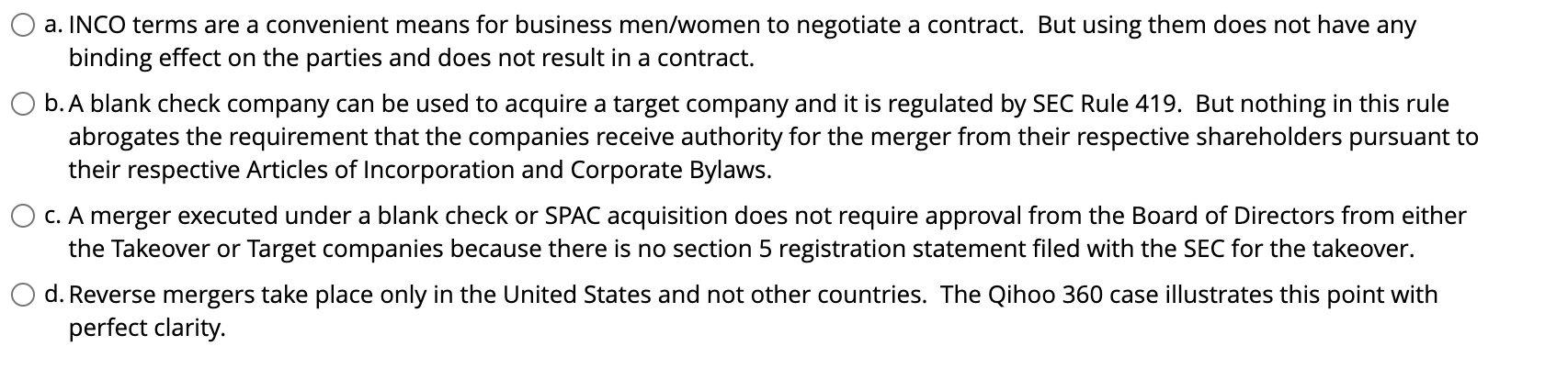 Solved a. INCO terms are a convenient means for business | Chegg.com