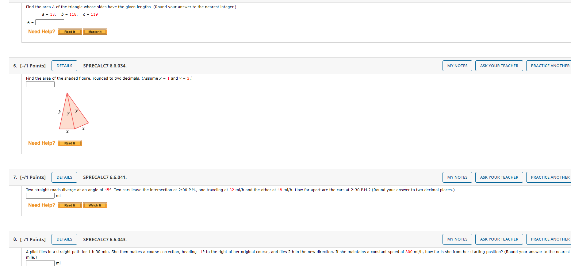 Solved Find the area A of the triangle whose sides have the | Chegg.com