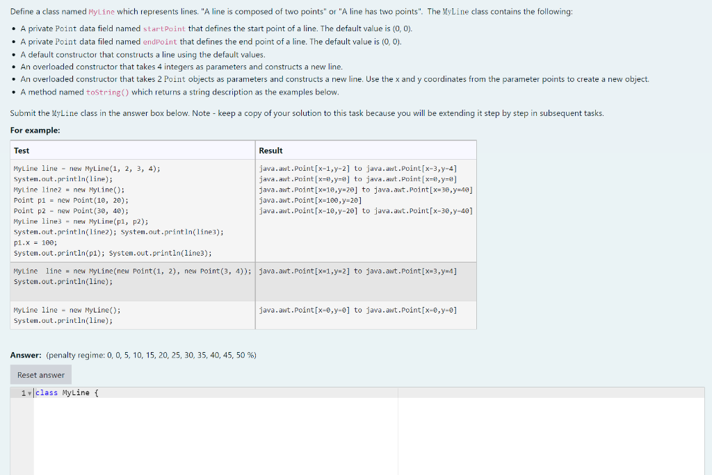 Solved Define a class named MyLine which represents lines. | Chegg.com