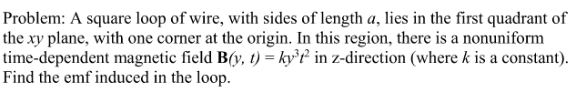 Solved Problem: A square loop of wire, with sides of length | Chegg.com