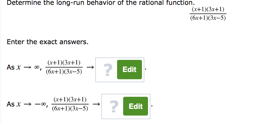 Solved Determine the long-run behavior of the rational | Chegg.com