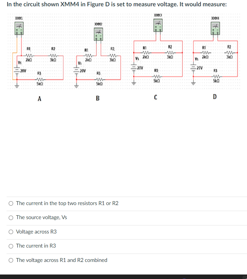 Solved If the Multimeter XMM1 in the circuit shown is set to | Chegg.com