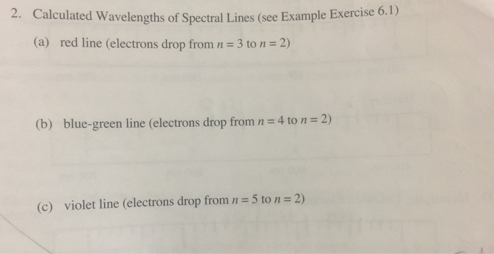 Solved Calculated Wavelengths of Spectra Lines(see Example | Chegg.com