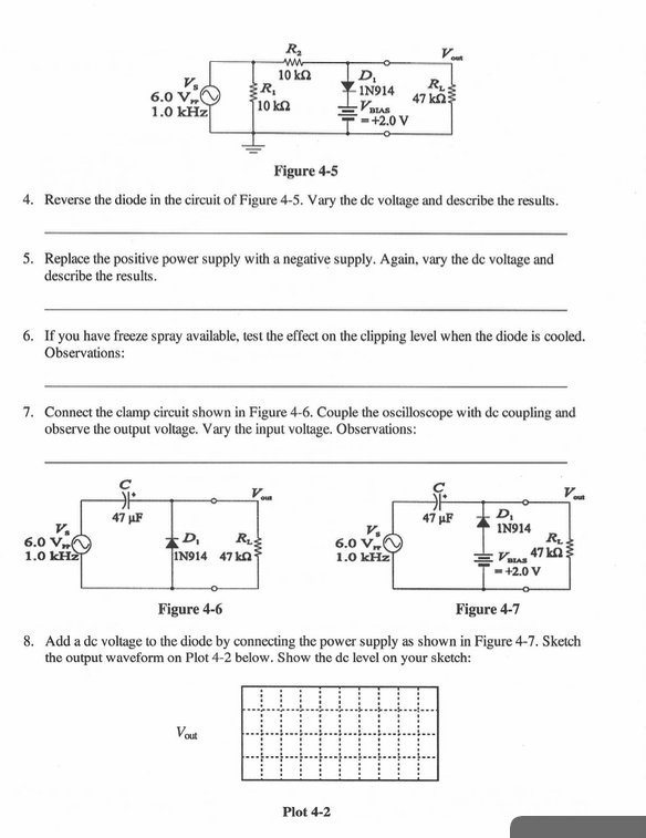 Solved R, w 10 k 2 SR, D 1N914 RE 6.0 V 1.0 KHz 47 k 23 Vwus | Chegg.com