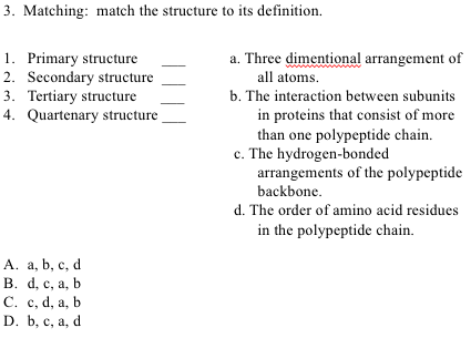Solved 3. Matching: match the structure to its definition 1. | Chegg.com