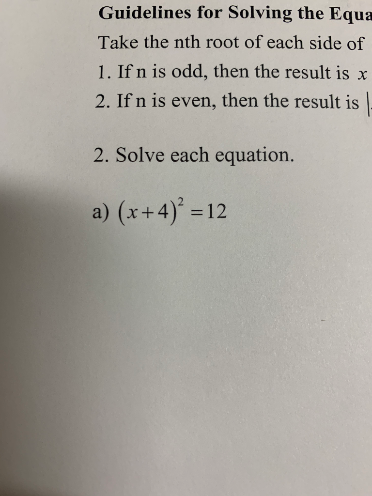 Solved Guidelines for Solving the Equa Take the nth root of | Chegg.com