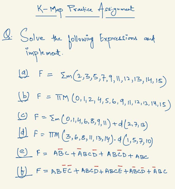 Solved K-Map Practice Assignment & Solve the following | Chegg.com
