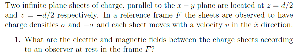 Solved Two infinite plane sheets of charge, parallel to the | Chegg.com