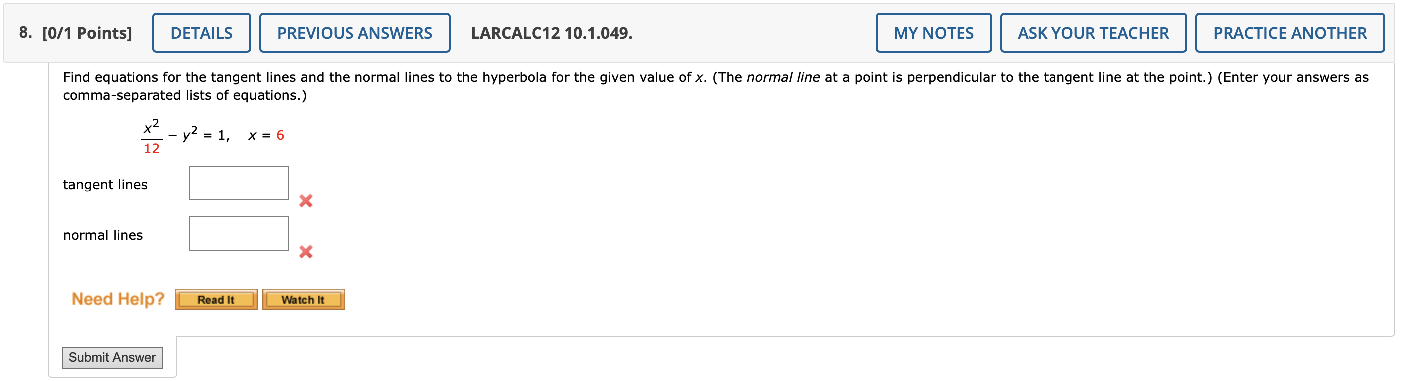 Solved [0/1 Points] LARCALC12 10.1.049. comma-separated | Chegg.com
