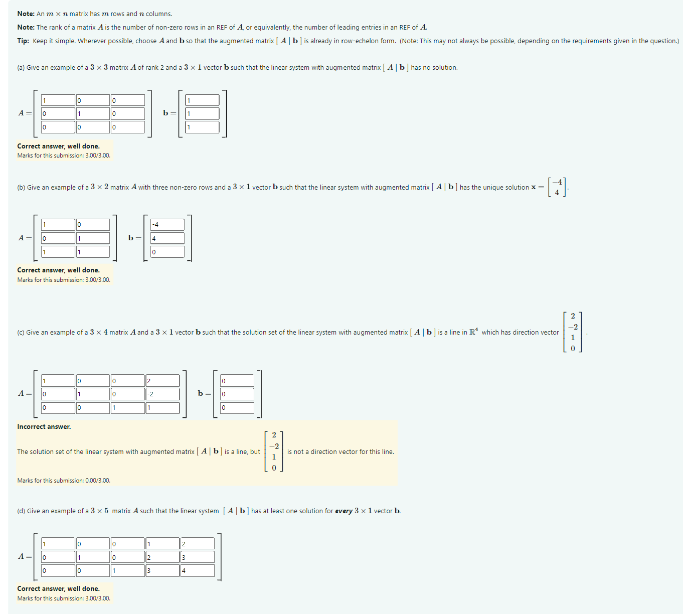 Solved Note: An m×n ﻿matrix has m ﻿rows and n ﻿columns.Note: | Chegg.com