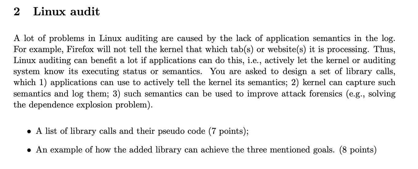 2 Linux audit A lot of problems in Linux auditing are | Chegg.com