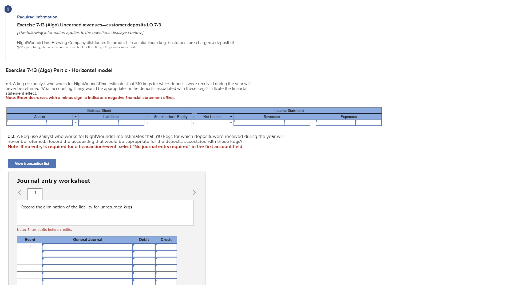 Solved Required information Exercise 7-13 (Algo) Unearned | Chegg.com