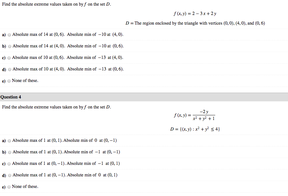 Solved Find the absolute extreme values taken on byf on the | Chegg.com