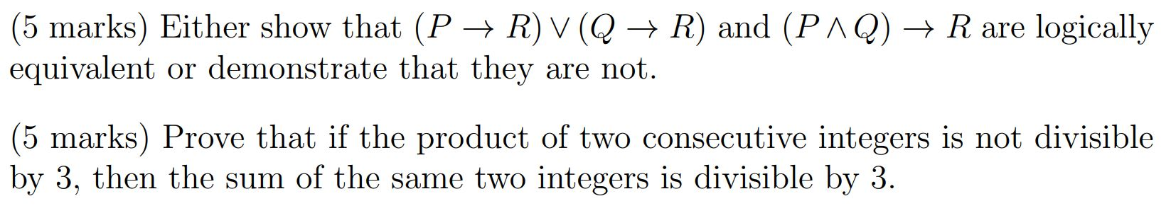 Solved 5 Marks Either Show That P R V Q R And