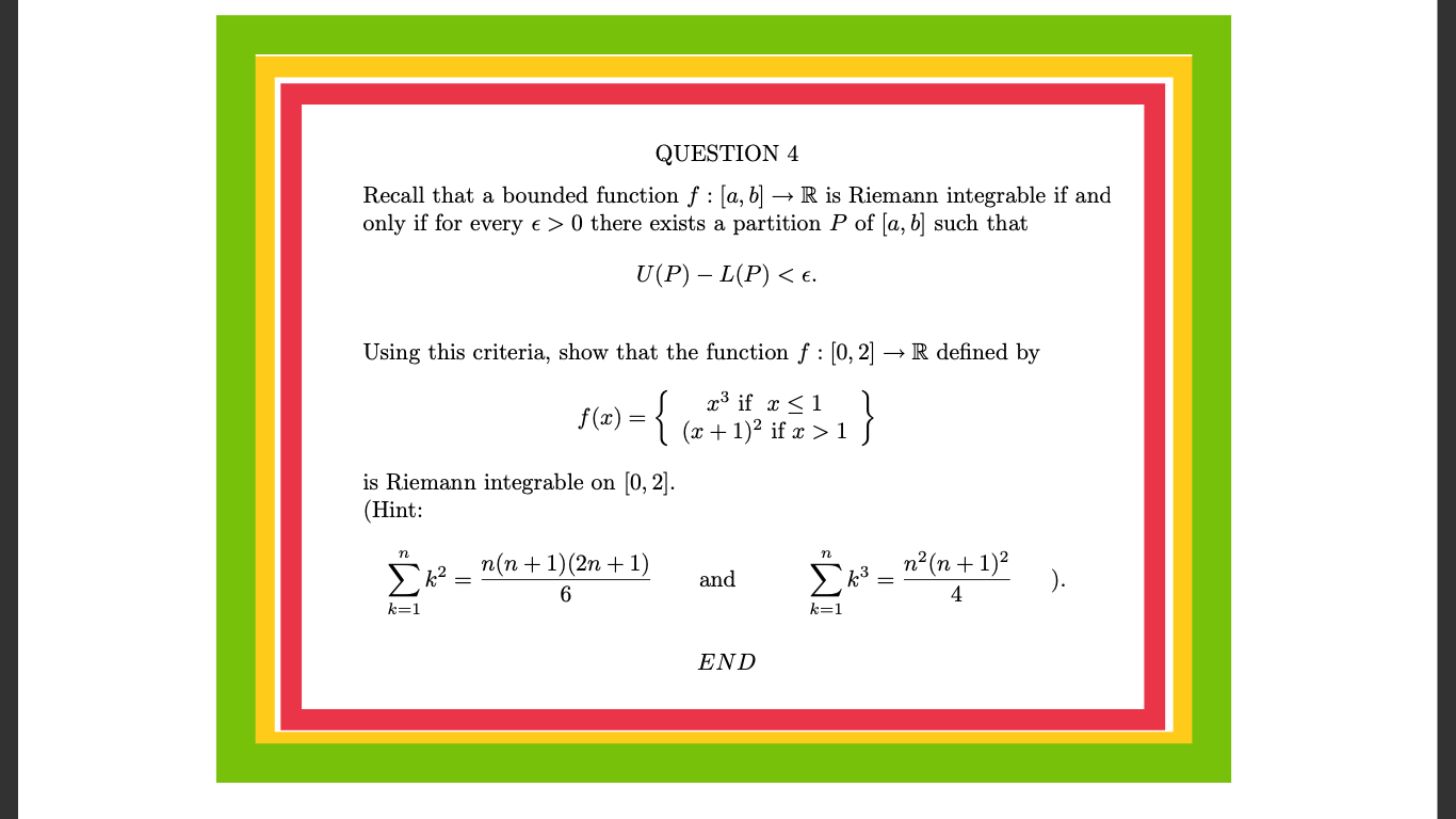 Solved Recall that a bounded function f:[a,b]→R is Riemann | Chegg.com