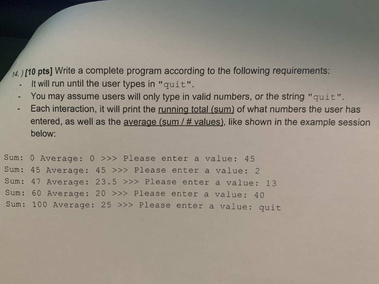 Solved 14.) [10 pts] Write a complete program according to | Chegg.com