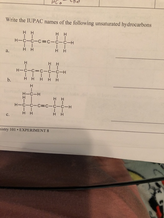 Solved Write the IUPAC names of the following unsaturated | Chegg.com